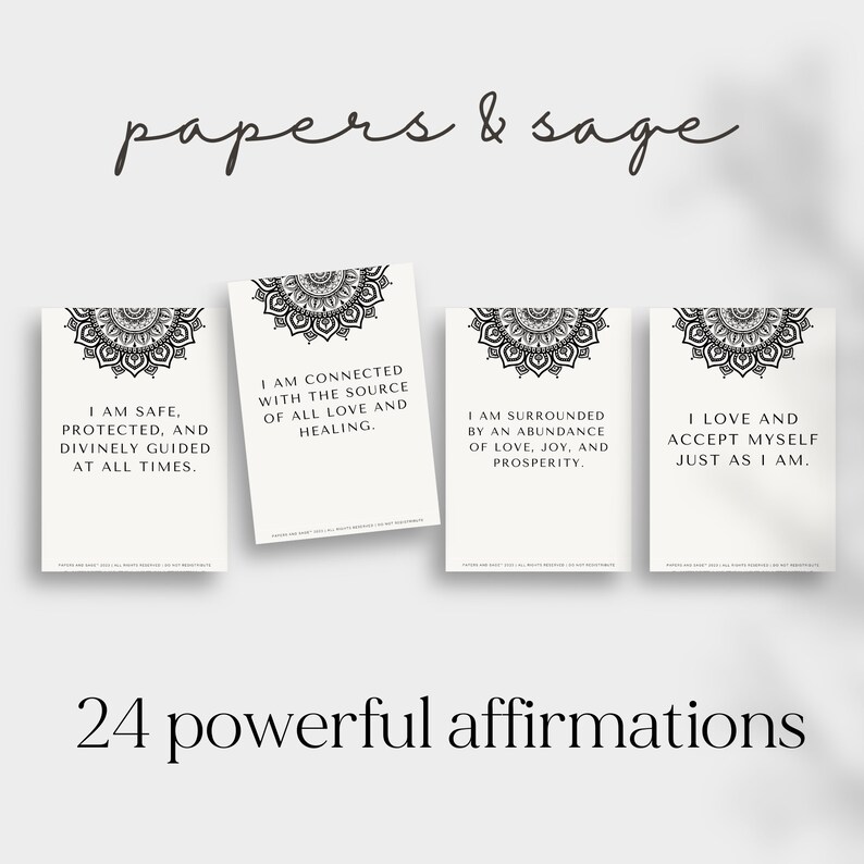 24 Daily Affirmations Card Deck | Mindful Cards | Mindset Cards | Self ...