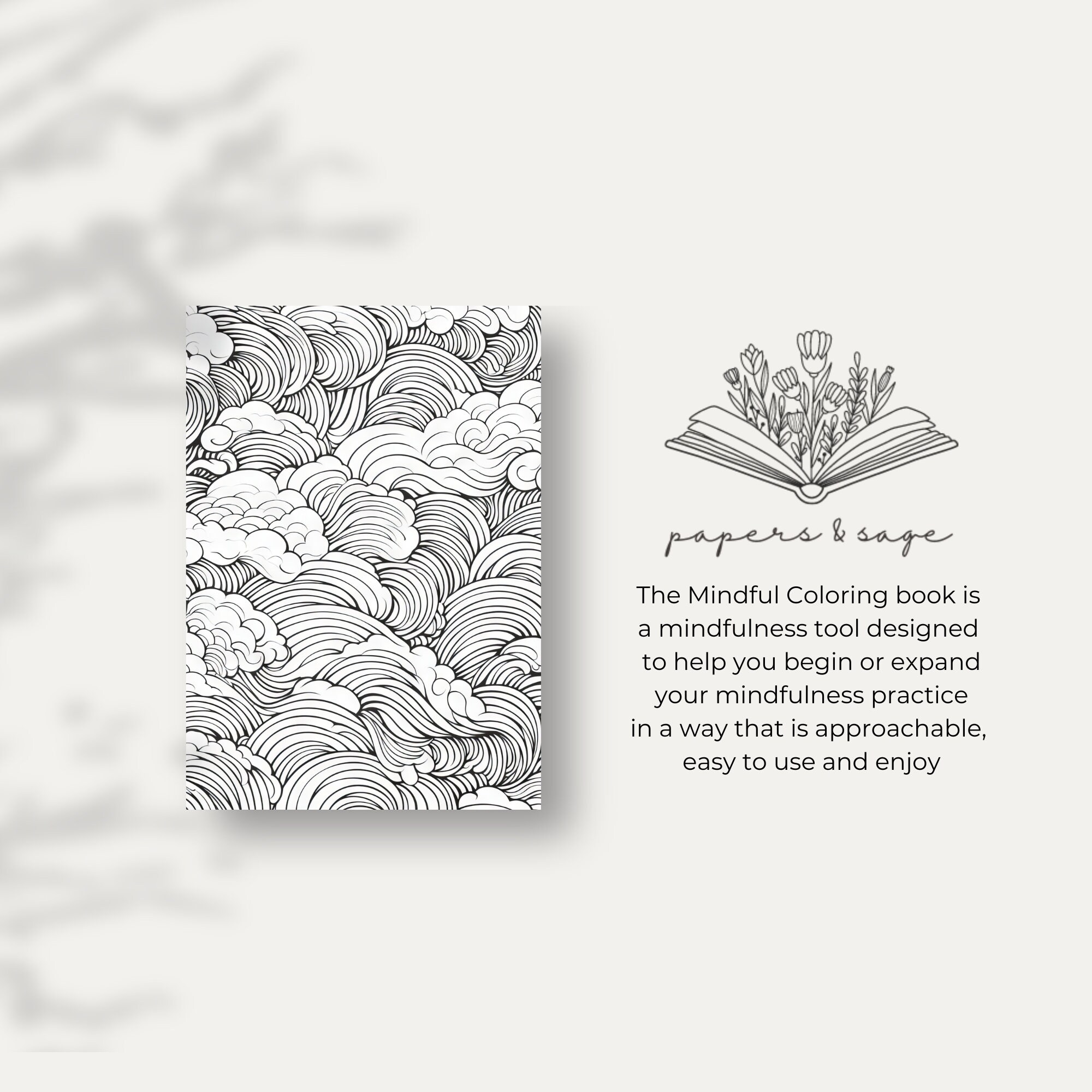 Mindfulness Coloring Book, 20 Pages of Mindful Coloring for Digital or ...