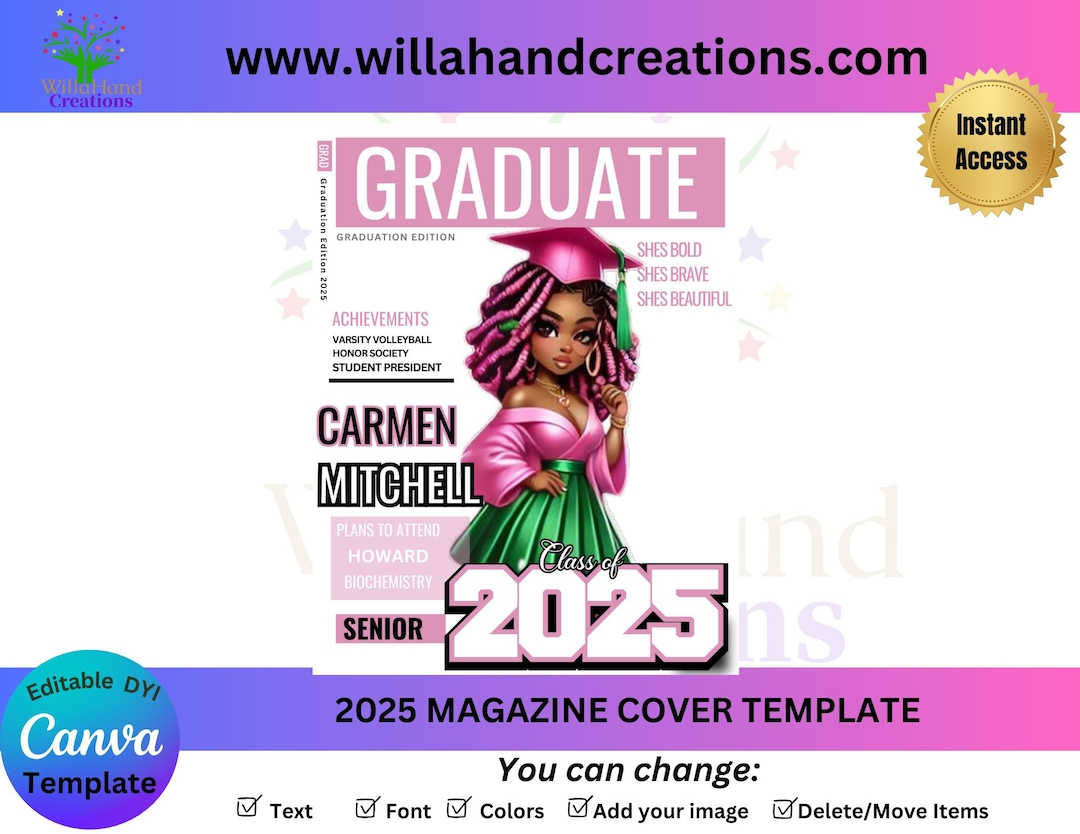 2025 Senior Magazine Cover | Grad Announcement | Editable Magazine ...