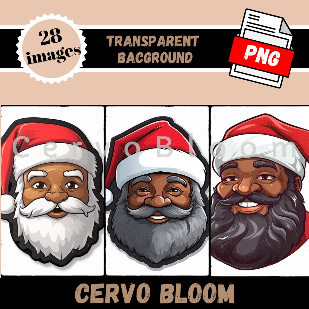 Black Santa Claus Clipart, Africain American Bundle, Christmas Clipart ...