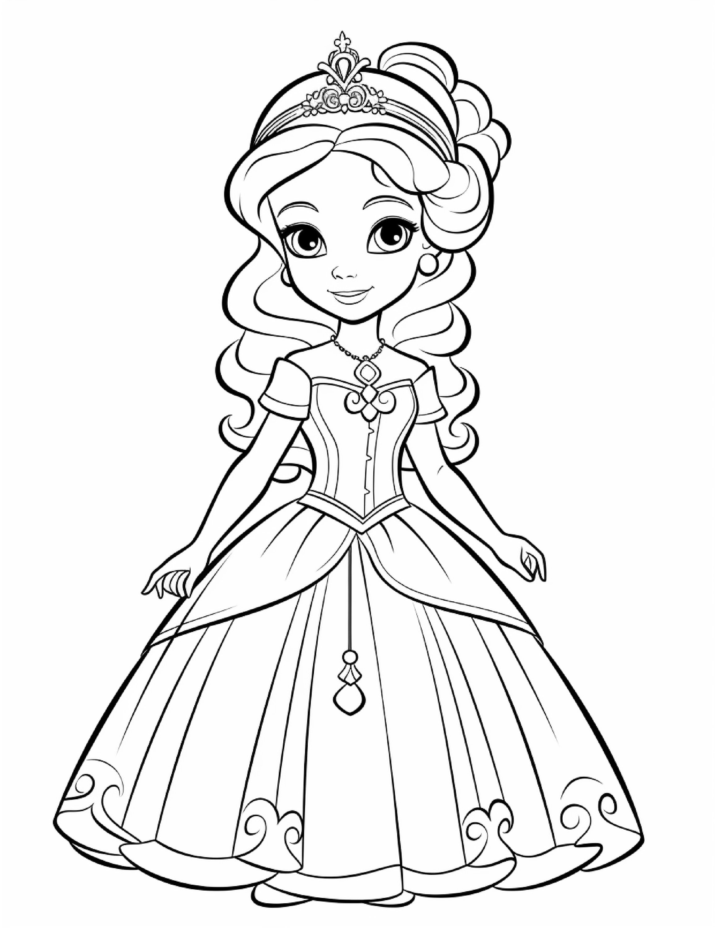 Cute Princess Coloring Pages for Kids, Printable Book, Digital Product ...
