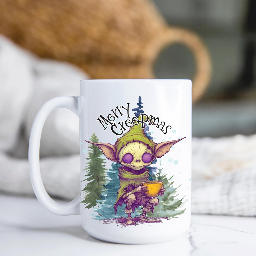 Merry Creepmas Mug, Cute & Creepy, AI Art, Macabre Mug, Hallowmas Gift ...