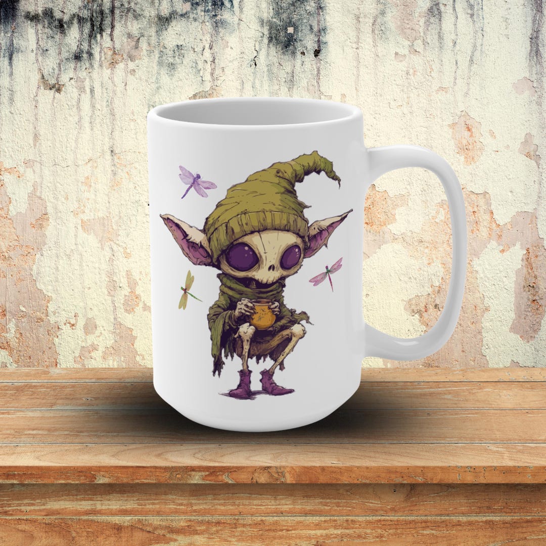 Creepy Cute Macabre Mug, Coffee Mug With Macabre Elven Character ...