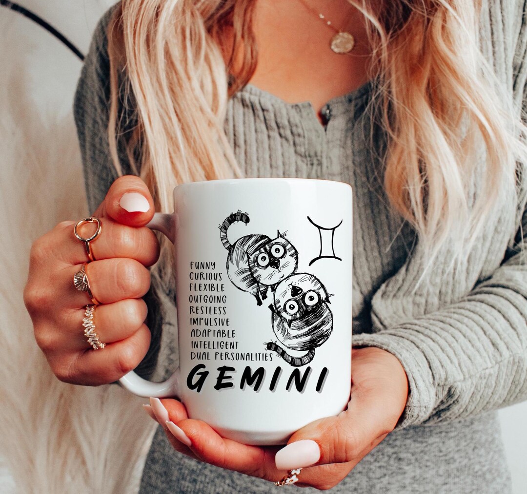 Funny Gemini Mug, Funny Cat Zodiac Mug, Gemini Traits, Gemini Zodiac ...