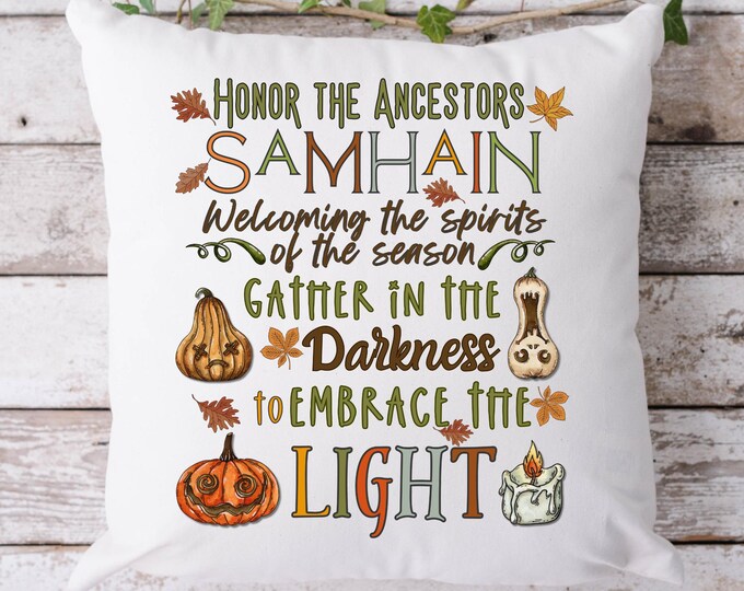 Samhain Throw Pillow, Wheel of the Year, Tribute to Ancestors in Fall ...