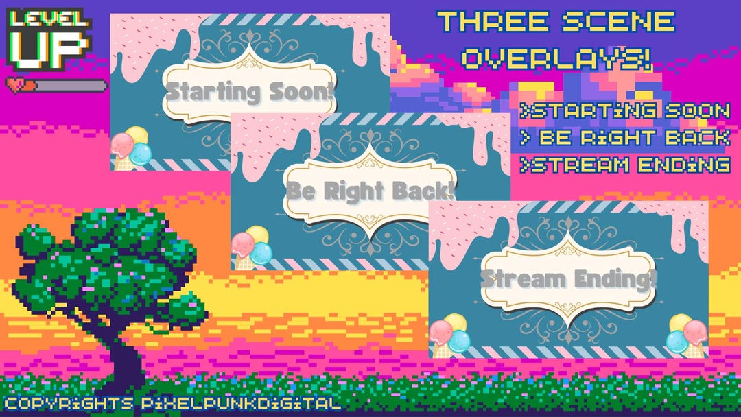 Ice Cream Twitch Scene Overlay - Etsy