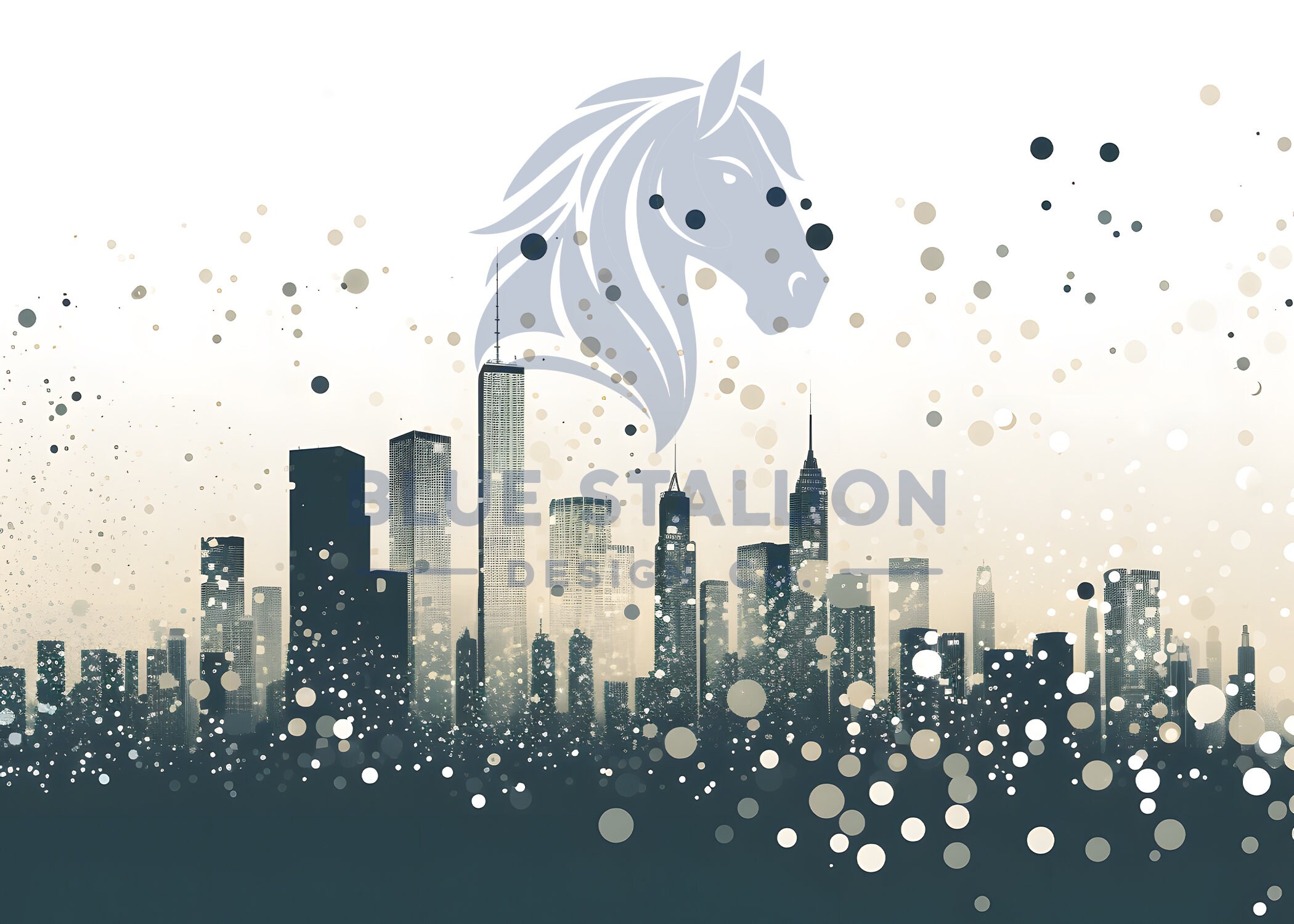 Printable City Skyline Halftone Dot Art, Digital Download - Etsy