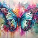 Printable Rainbow Butterfly Alcohol Ink Painting, Vibrant Colorful Wall ...