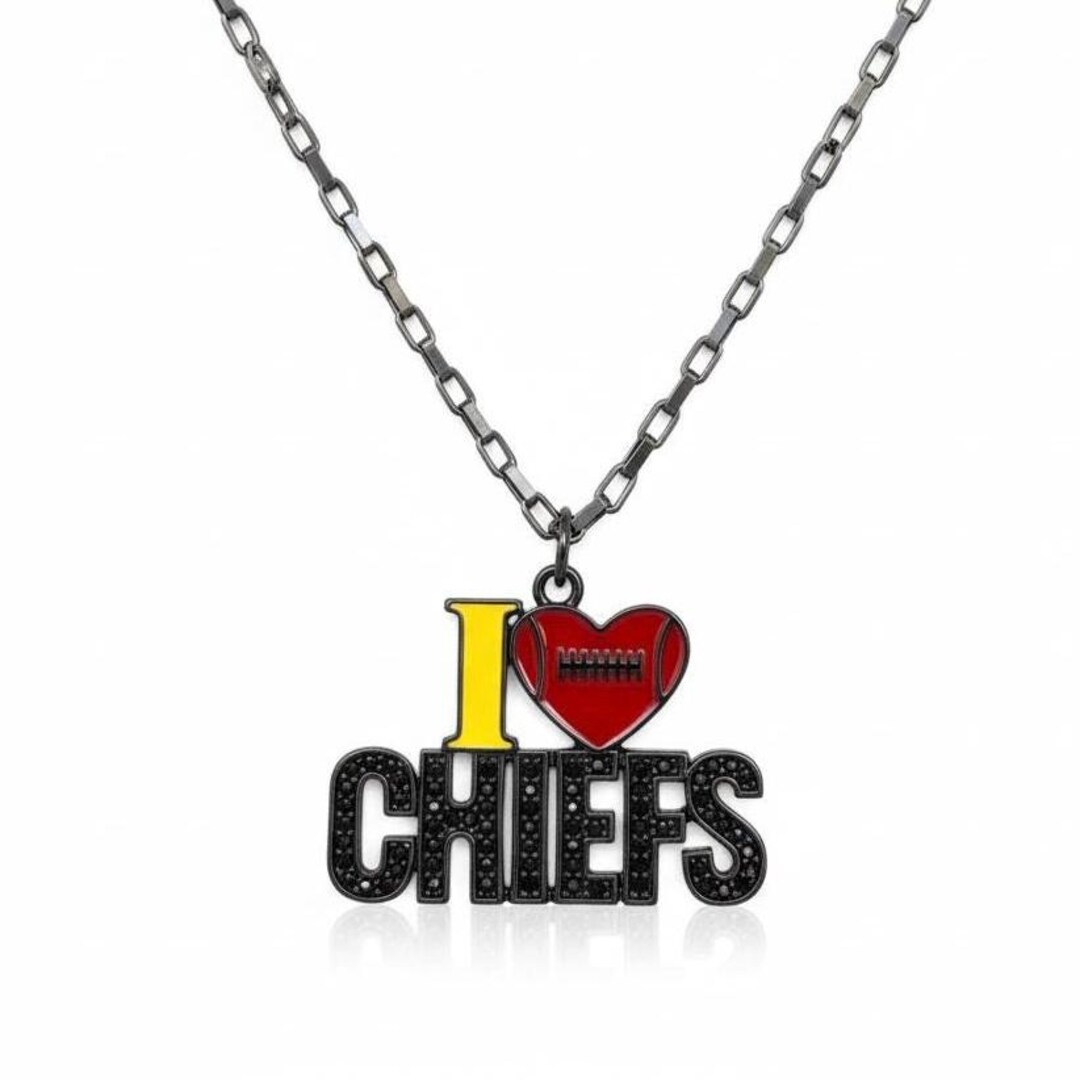 Kansas City Chief's Football Necklace | Gun Metal Stainless Jewelry | I ...