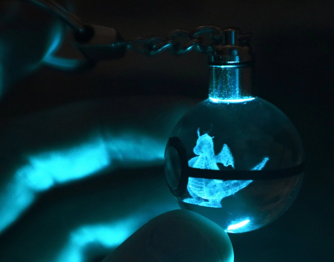 Dragonite 3D Crystal Pokeball Keychain Laser Engraved 3D - Etsy