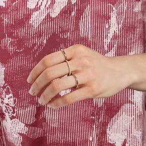 14K Gold and White Gold Multi Link Connected Ring, Stacking Rings With ...