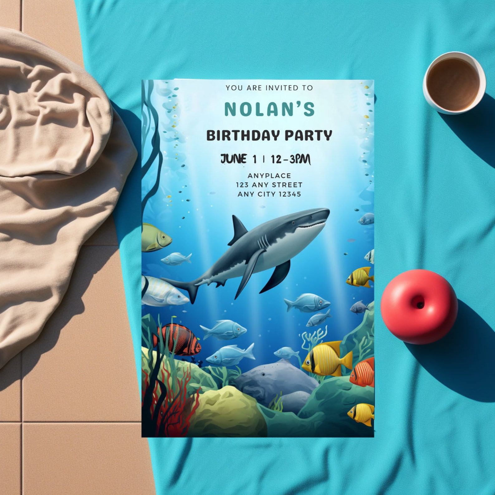 Shark Birthday Invitation Instant Download Kids Invitation Digital ...