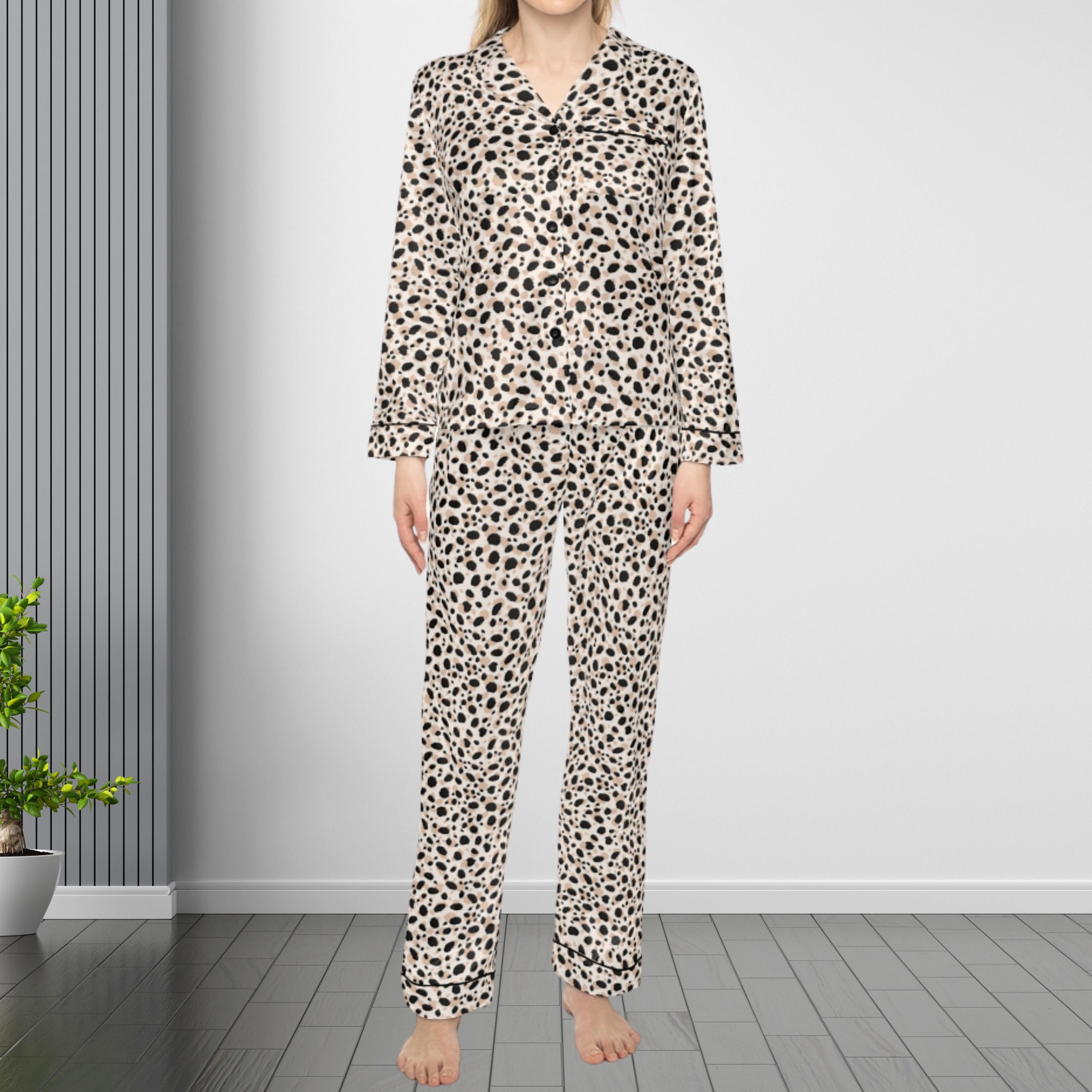 Cheetah Print Satin Pajama Set: Women's Loungewear - Etsy