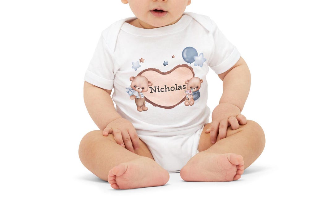 Personalized Baby Onesie With Cute Bears, Infant Bodysuit, Custom Baby ...