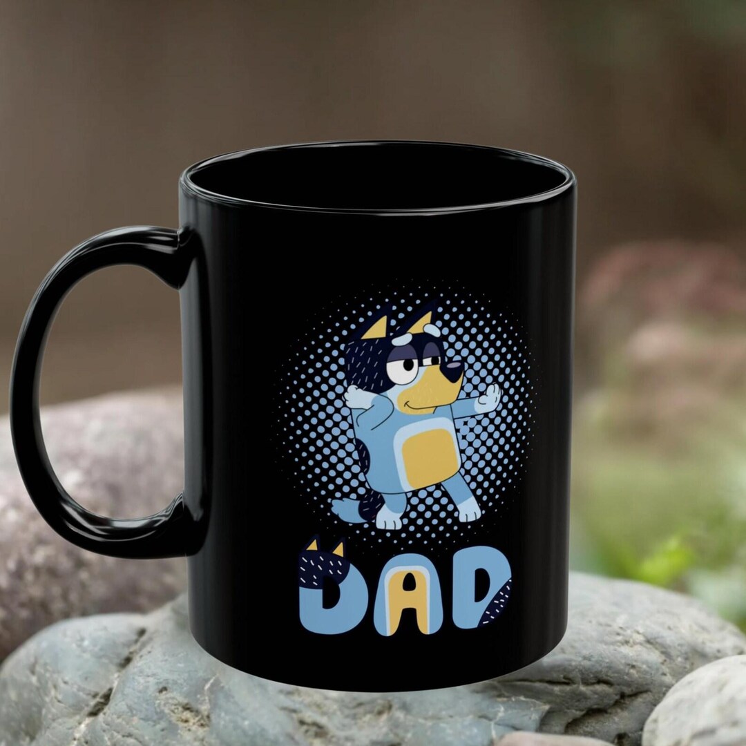 Bluey Bandit Black Coffee Mug Chilli Ceramic Mug Bluey Dad Mug Bluey ...