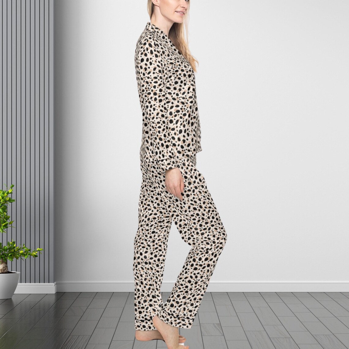Cheetah Print Satin Pajama Set: Women's Loungewear - Etsy