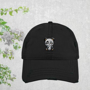 Panda Embroidered Hat, Panda Distressed Hat, Panda Hat, Bird Lover Gift ...