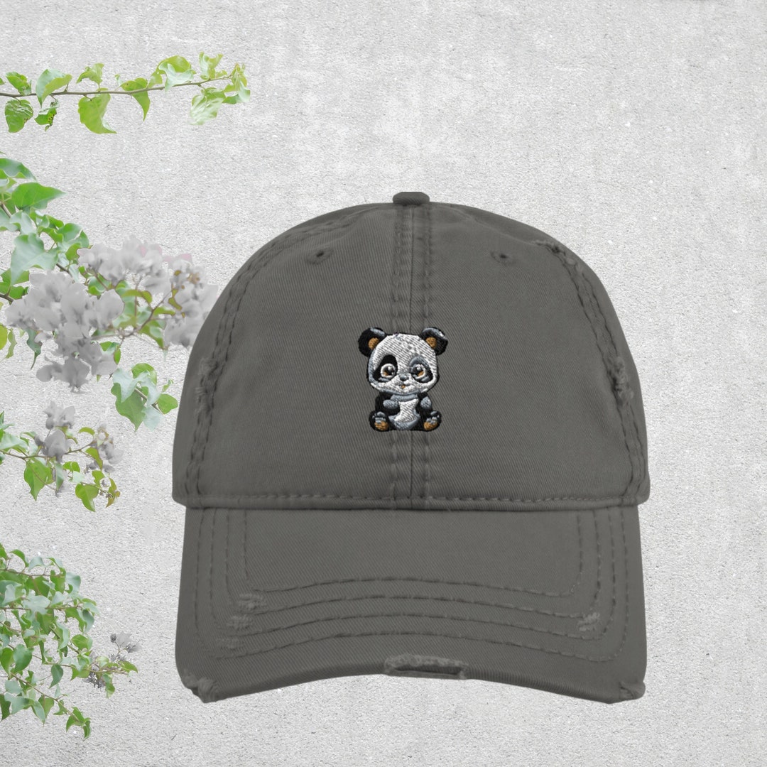 Panda Embroidered Hat, Panda Distressed Hat, Panda Hat, Bird Lover Gift ...