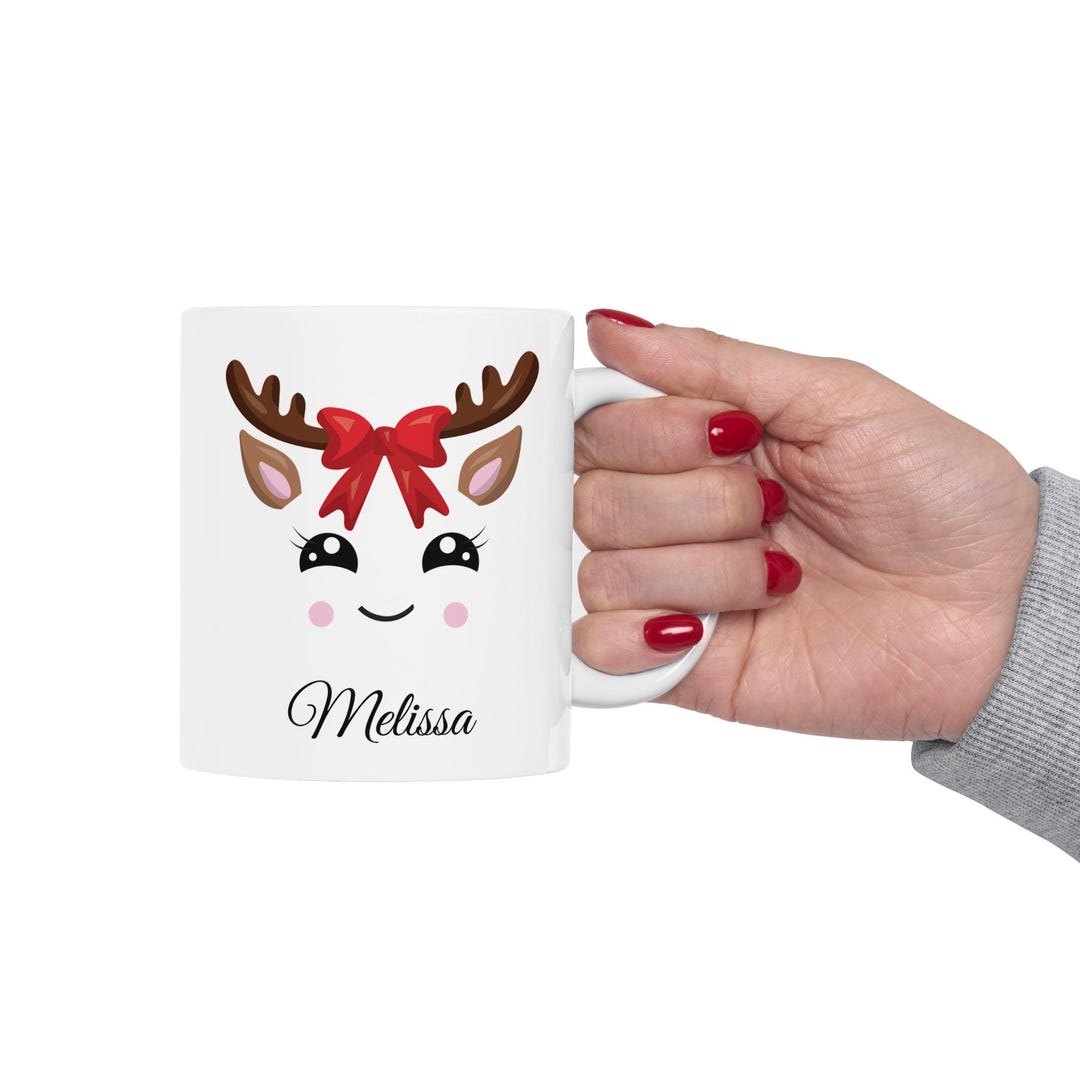 Personalized Reindeer Face Mug, Christmas Holiday Design - Etsy