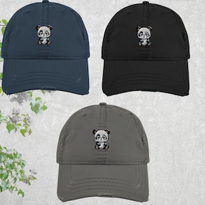 Panda Embroidered Hat, Panda Distressed Hat, Panda Hat, Bird Lover Gift ...