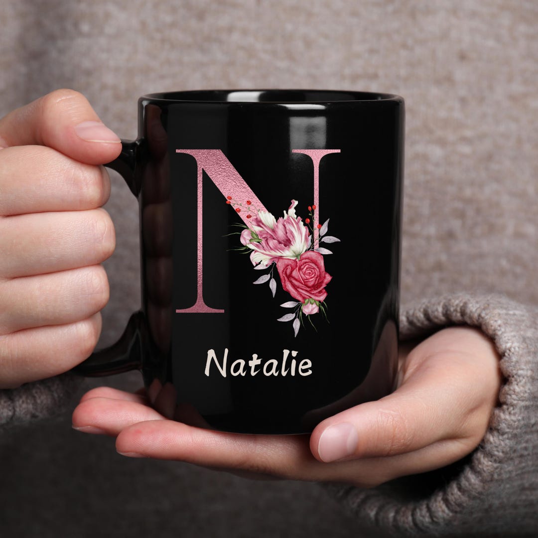 Personalized Flower Coffee Mug, Name Mug, Initial Letter Mug, 15 Oz 11 ...