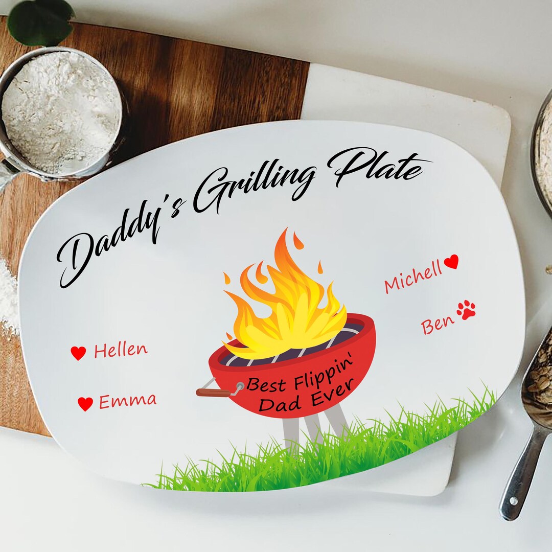 Father's Day for Dad, BBQ Grilling Personalized Plate, Daddy's Grilling ...