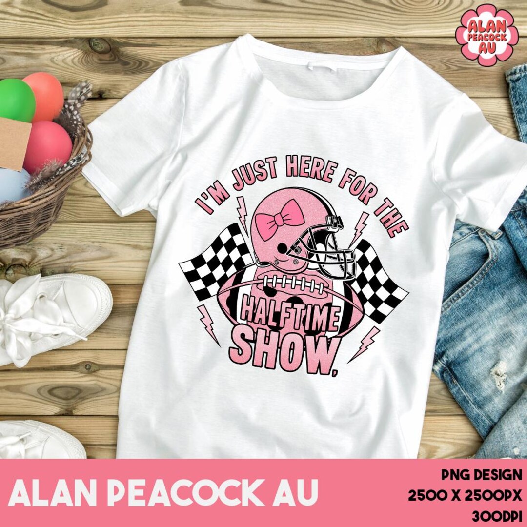 Just Here for the Halftime Show PNG, Retro Checkered Football PNG ...