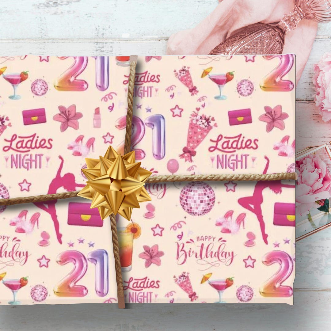 21st Birthday Wrapping Paper, 21st Bday Party, 21st Giftwrap,birthday ...