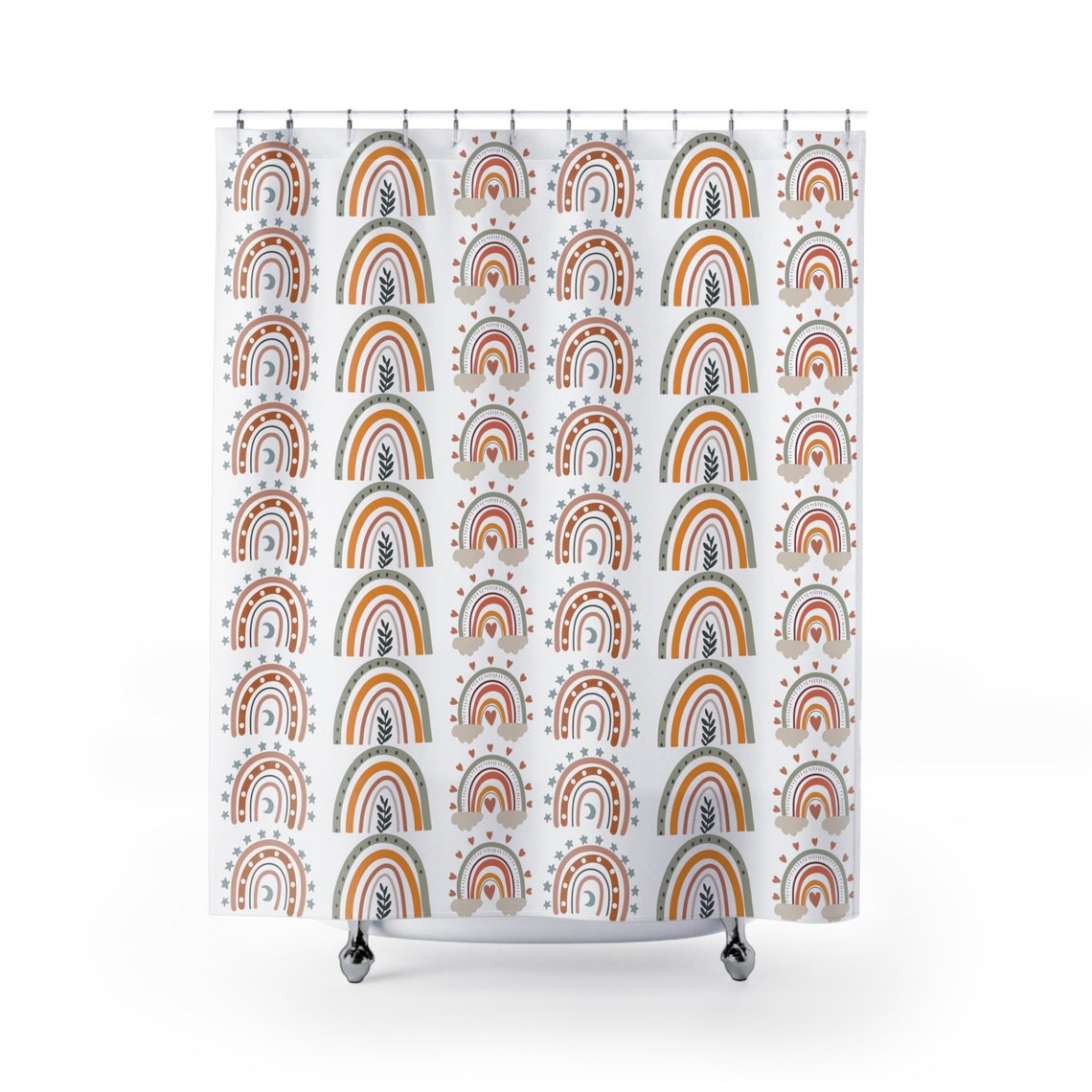 Boho Rainbow Delight Shower Curtain - Bohemian Decor, Kids-friendly ...