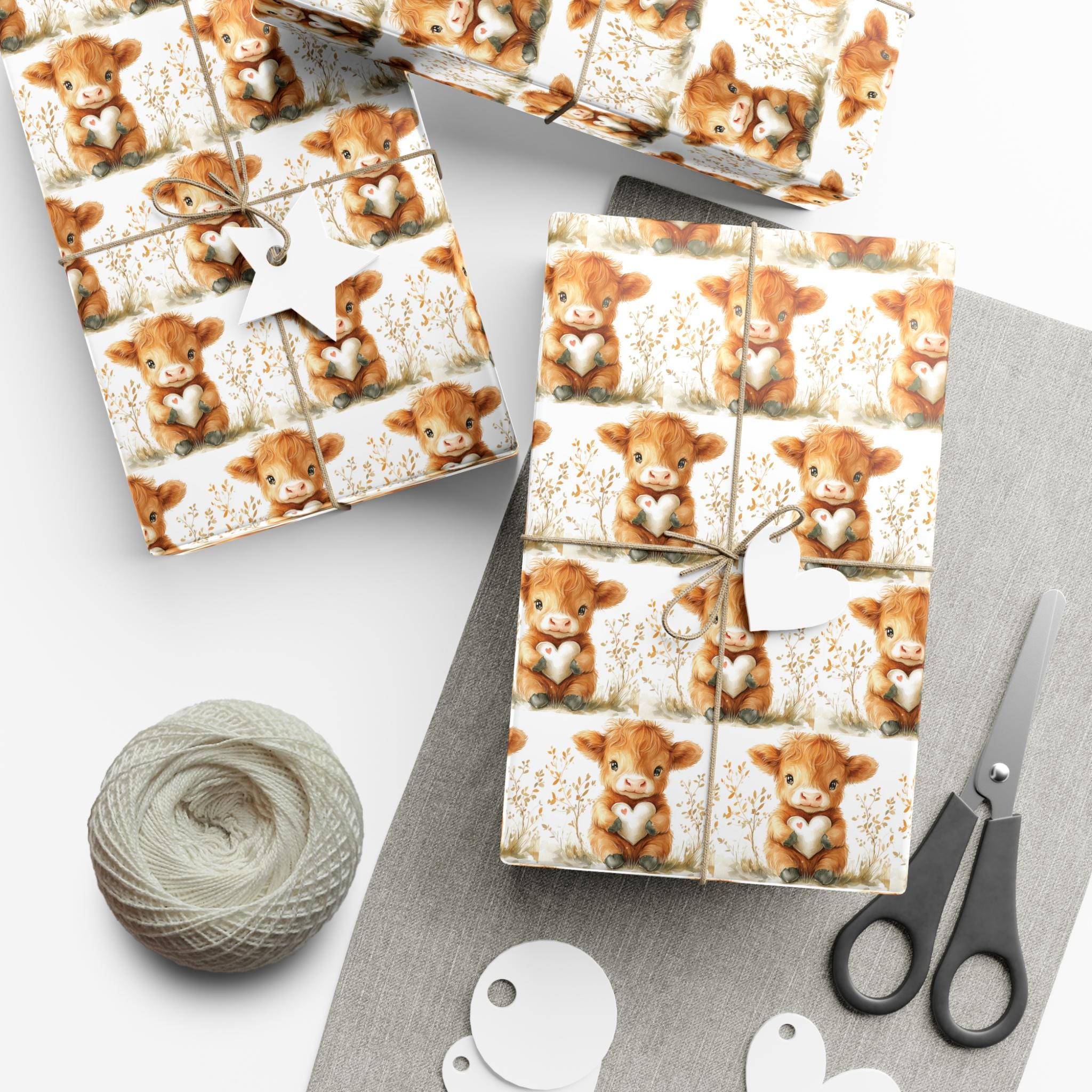 Cute Highland Cow Wrapping Paper Cute Cow Gift,animal Lover Gift,farm ...