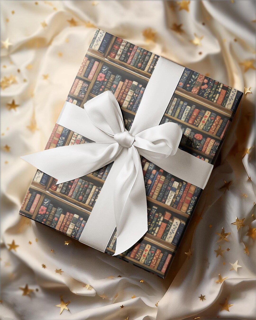 Bookshelf Wrapping,book Nerd,book Wrap Book Worm Book Lover Gift,book ...