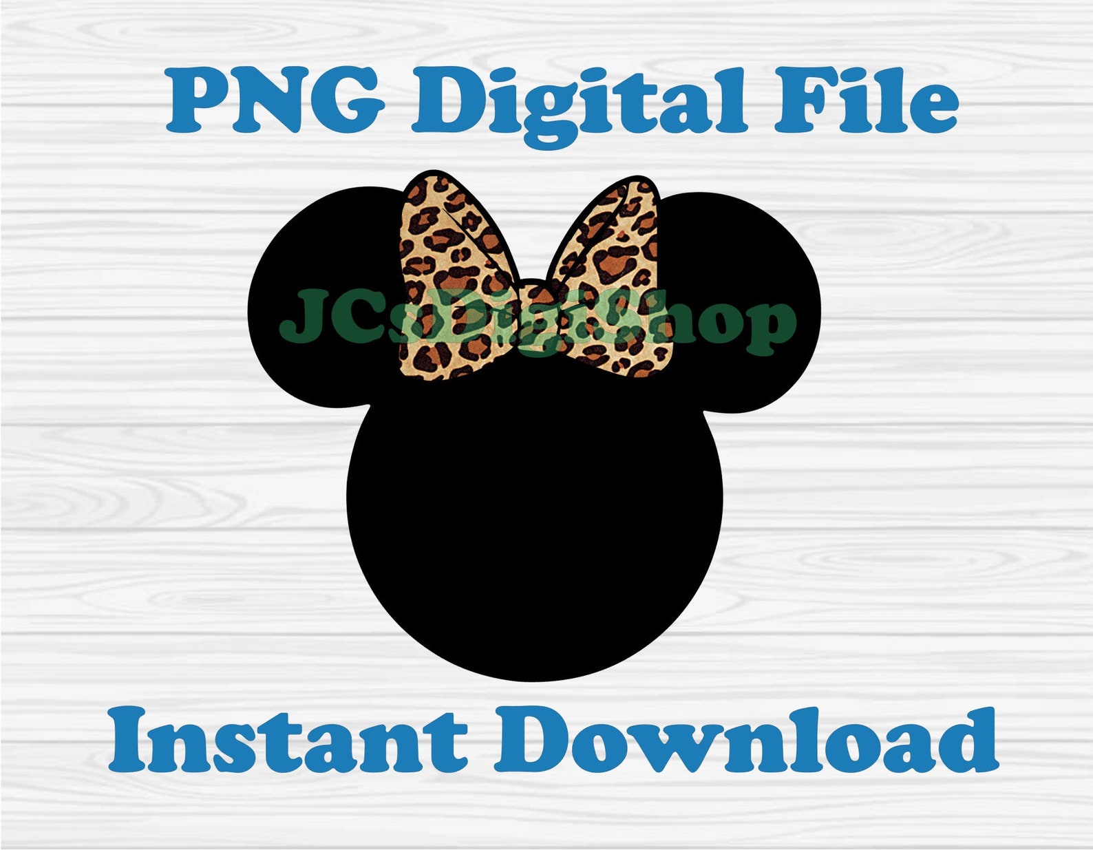 Leopard Bow Minnie Head PNG and SVG Printable Clipart Digital Files ...
