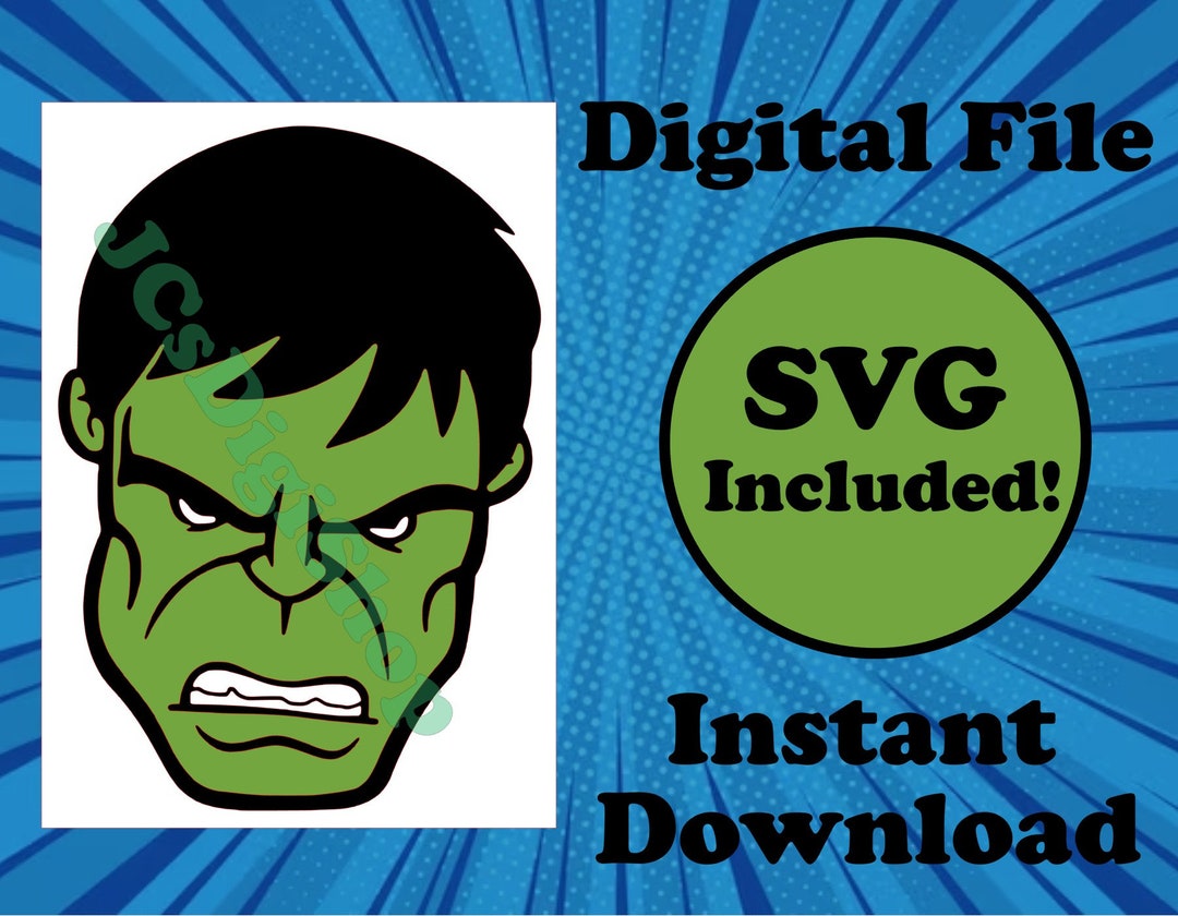 Hulk Face PNG and SVG Printable Clipart Digital File Ready to Download ...