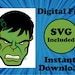 Hulk Face PNG and SVG Printable Clipart Digital File Ready to Download ...