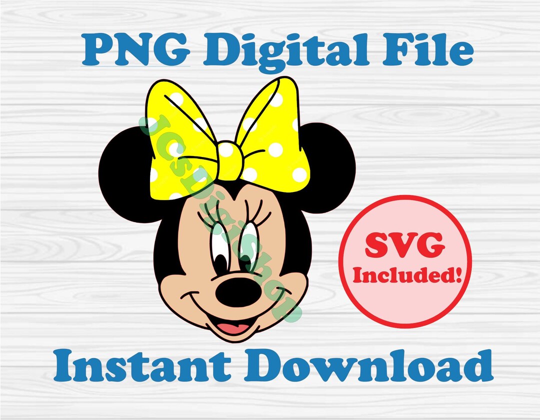 Yellow Polka Dot Minnie Face PNG and SVG Printable Clipart Digital ...