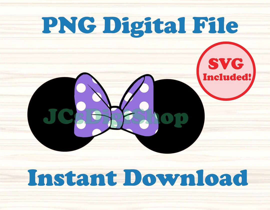 Purple Polka Dot Minnie Ears PNG and SVG Printable Clipart Digital ...