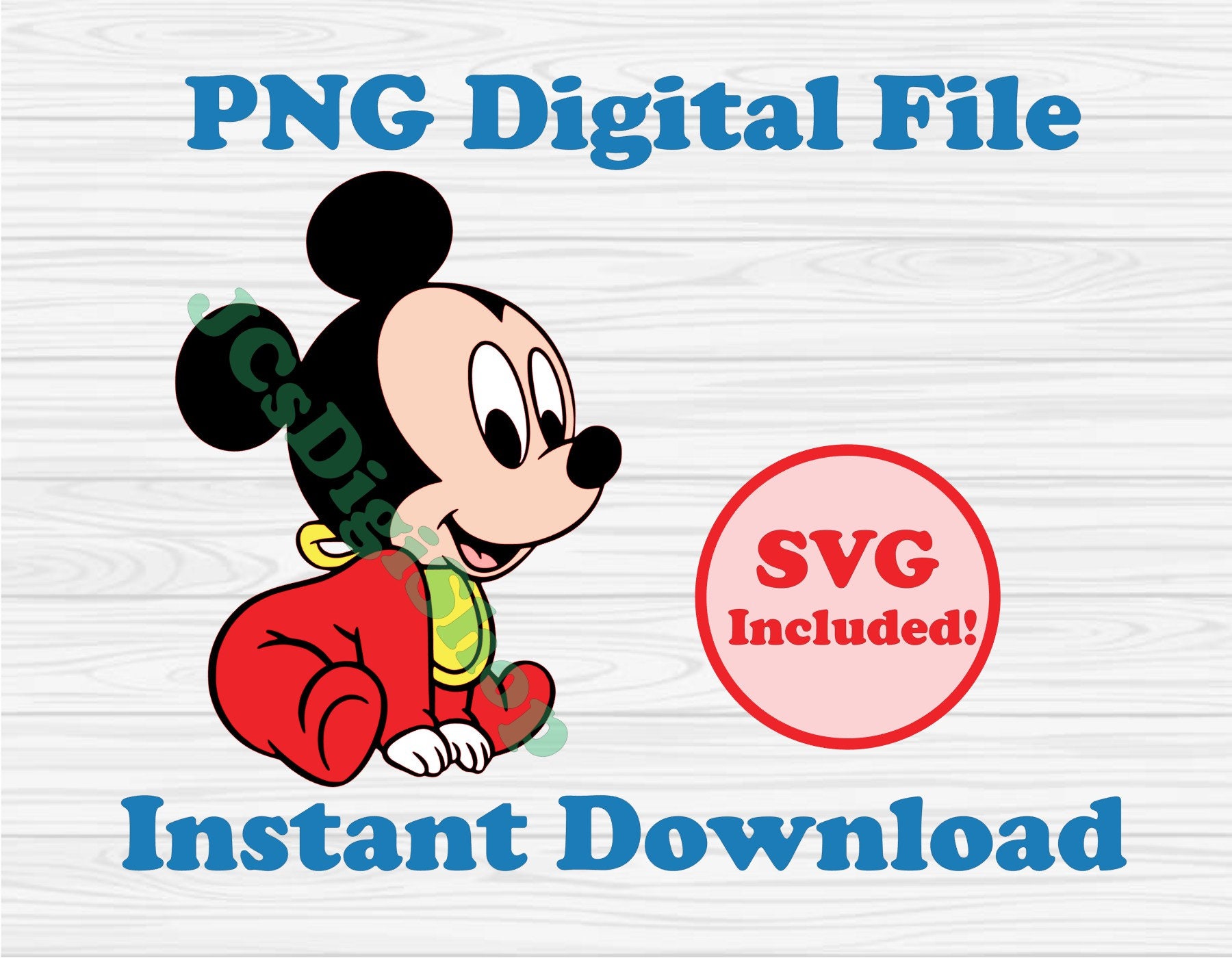 Baby Mickey PNG and SVG Printable Clipart Digital Files Ready to ...