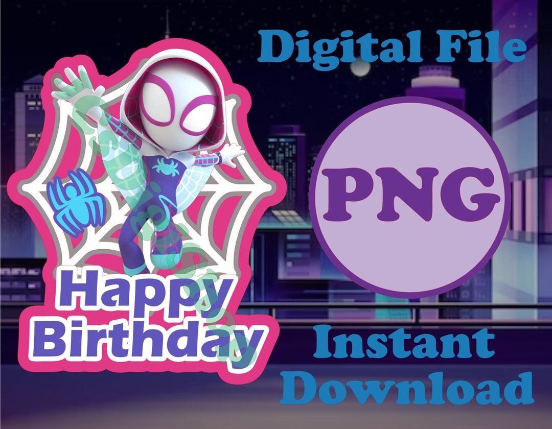 Spider-gwen Birthday Cupcake/birthday Cake Topper PNG Printable Clipart ...