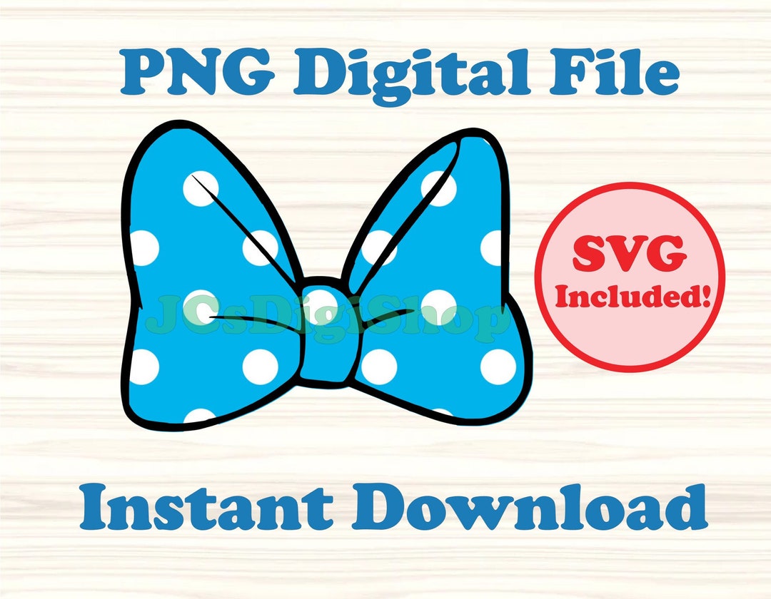 Blue Polka Dot Bow PNG and SVG Printable Clipart Digital Files Ready to ...