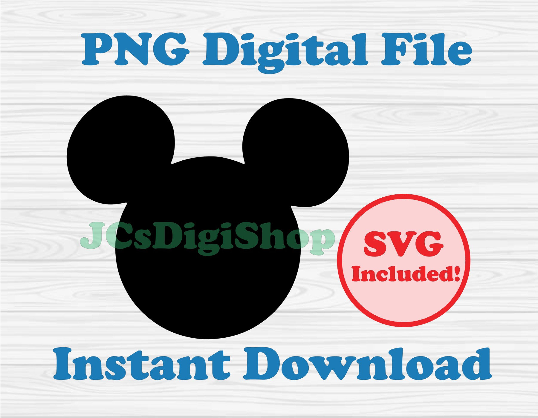 Mickey Head PNG and SVG Printable Clipart Digital Files Ready to ...