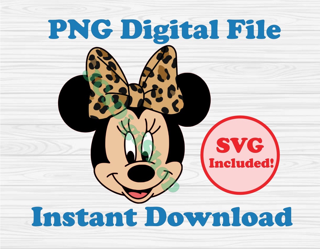 Leopard Minnie Face PNG and SVG Printable Clipart Digital Files Ready ...