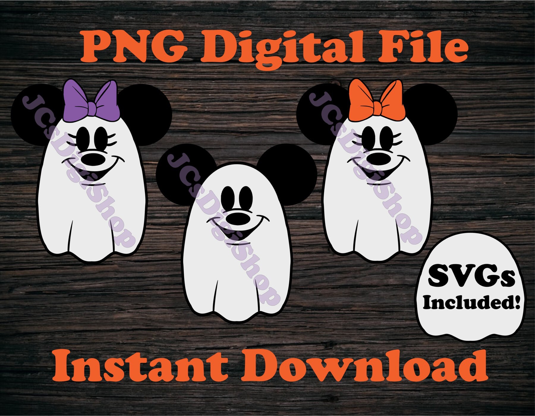 Ghost Mickey and Minnie PNG and SVG Printable Clipart Digital Files ...