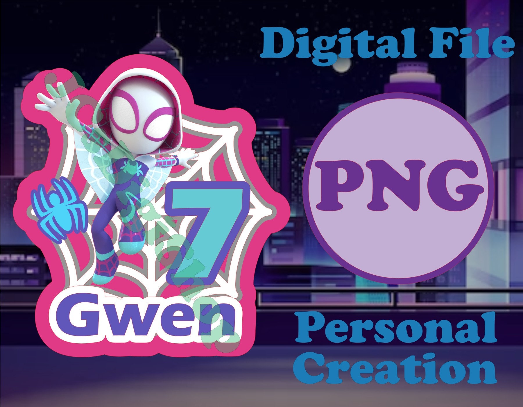 Personalized Spider-gwen Birthday Cupcake/birthday Cake Topper PNG ...