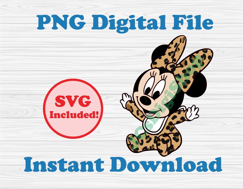 Leopard Baby Minnie PNG and SVG Printable Clipart Digital Files Ready ...