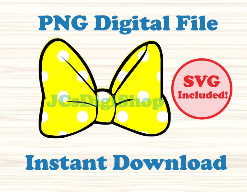 Yellow Polka Dot Bow PNG and SVG Printable Clipart Digital - Etsy