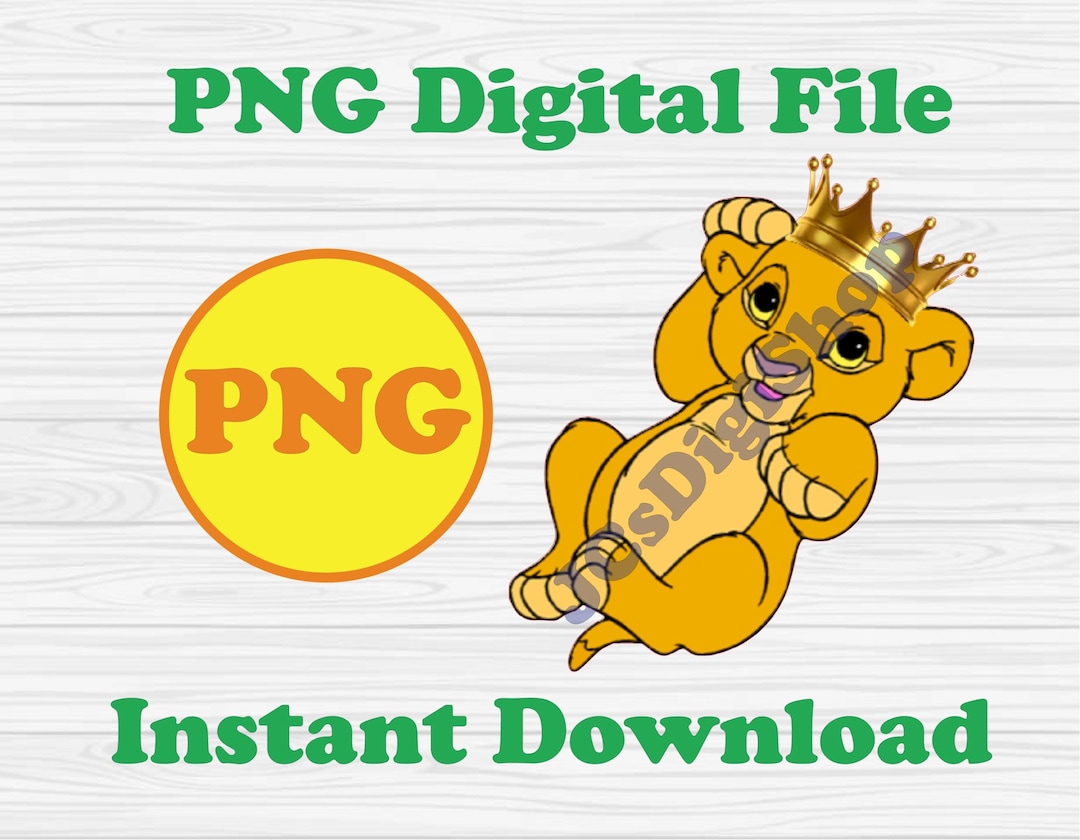 Lion King Baby Simba in Crown Cupcake Topper PNG Printable Clipart ...