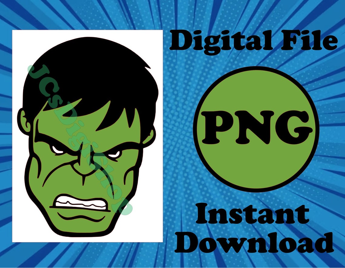 Hulk Face PNG and SVG Printable Clipart Digital File Ready to - Etsy