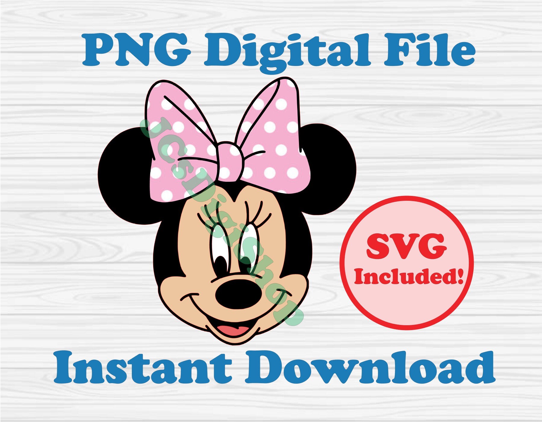 Pink Polka Dot Minnie Face PNG and SVG Printable Clipart Digital Files ...