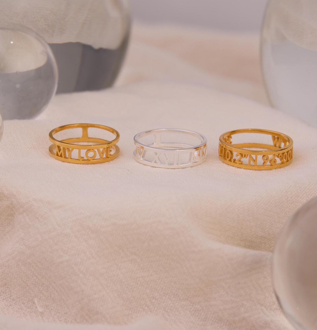 Custom Roman Numerals Ring • Wedding Gift • Anniversary Gift • Date ...