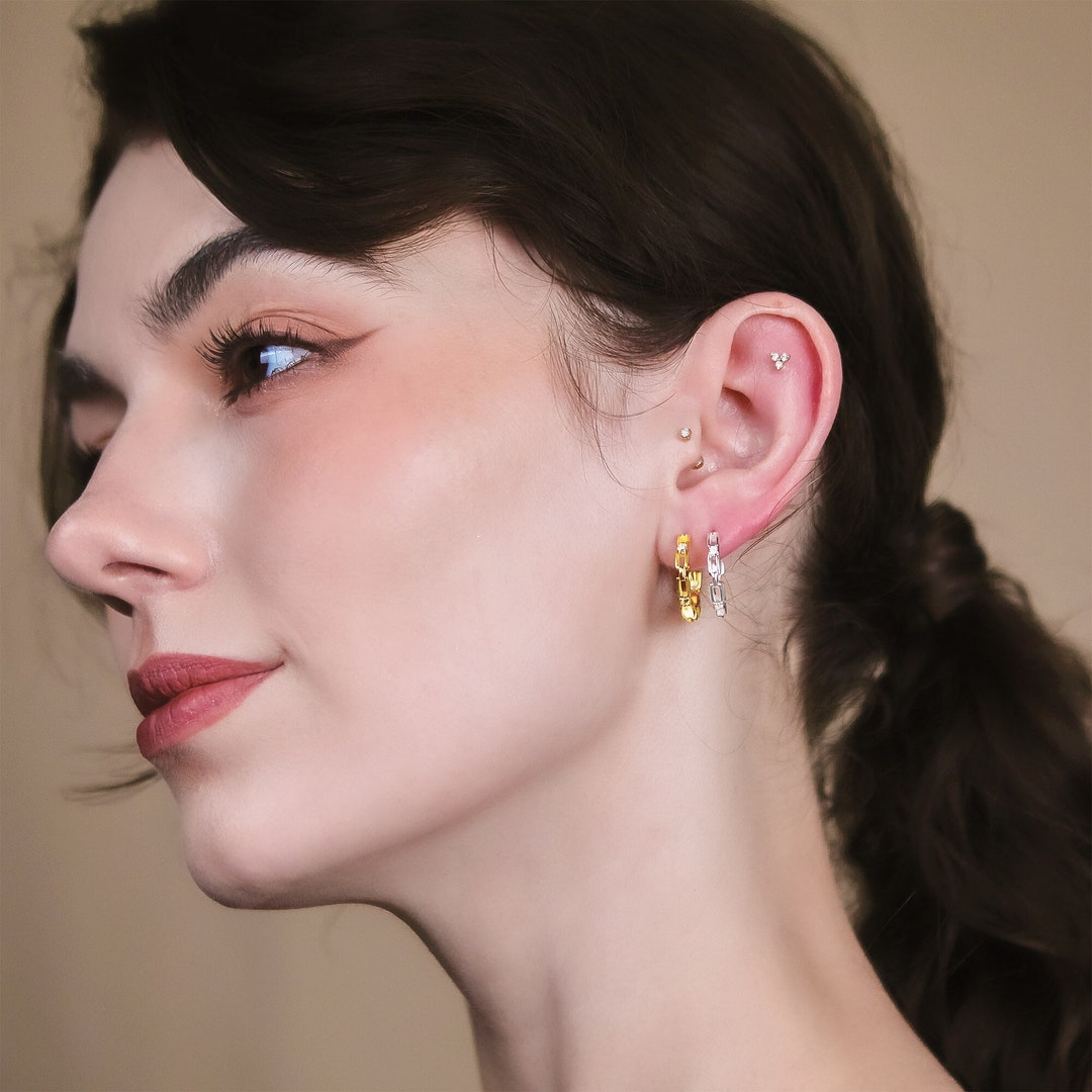 Link Hoops Earrings by Soundnsol Minimalist- Gold Chain Hoop Earrings ...